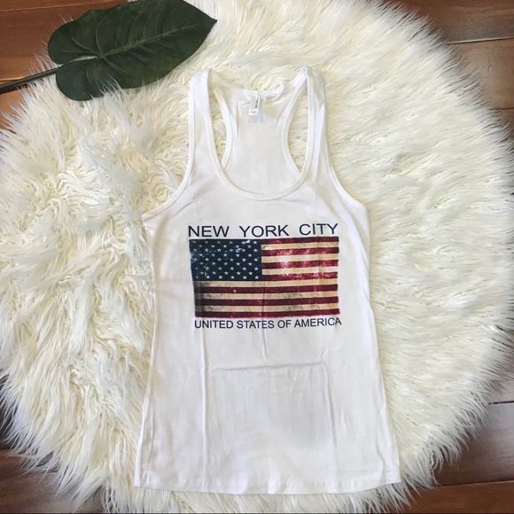 Tops | New York Cityusa Flag Tank Top | Poshmark